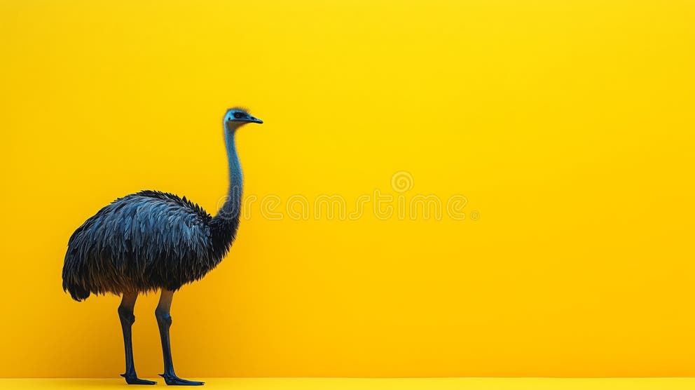Ostrich Poses Sideways on Bright Backdrop Stock Photo - Image of tall ...