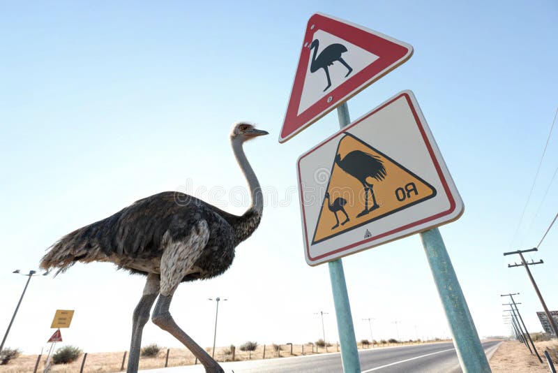 Ostrich Road Sign â€ Ignoring Problem Concept Stock Illustration ...