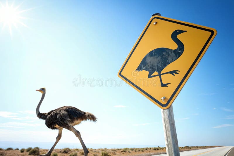 Ostrich Road Sign â€ Ignoring Problem Concept Stock Illustration ...