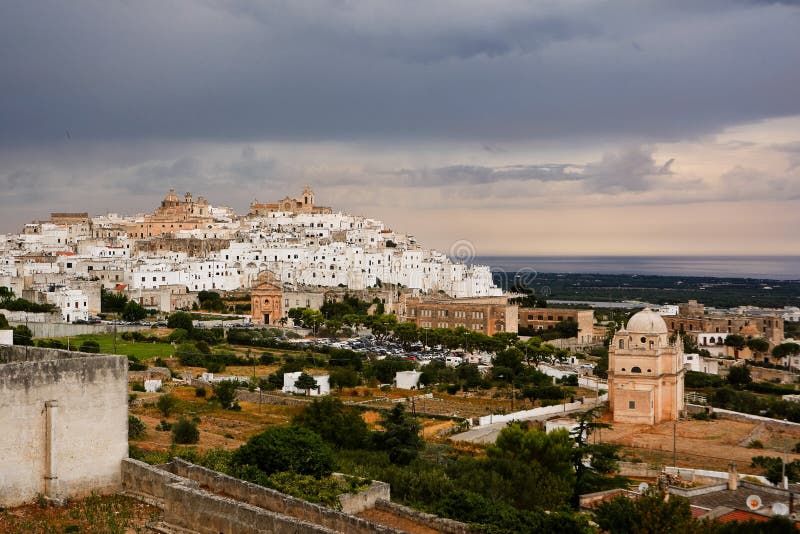 Ostuni (Apulia-Italy) by Night Stock Photo - Image of cathedral, hill ...
