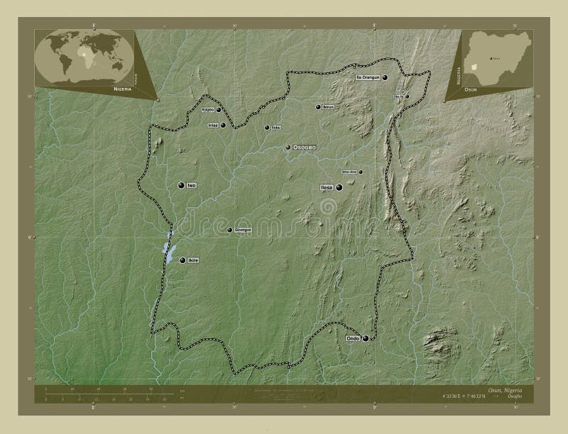 Osun, Nigeria. Wiki. Labelled Points of Cities Stock Illustration ... Osun, Nigeria. Wiki. Labelled Points of Cities Stock Illustration ...