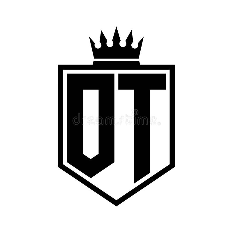 OT Logo Monogram Bold Shield Geometric Shape with Crown Outline Black ...