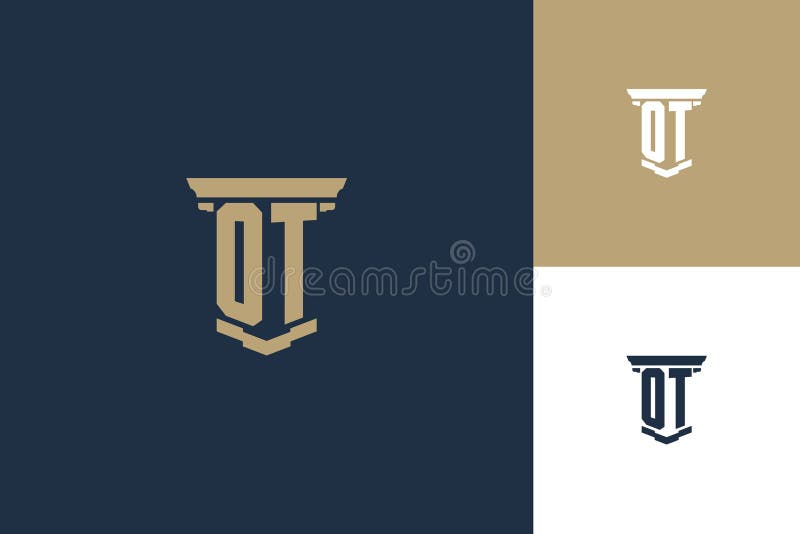 OT Monogram Initials Logo Design with Pillar Icon. Attorney Law Logo ...