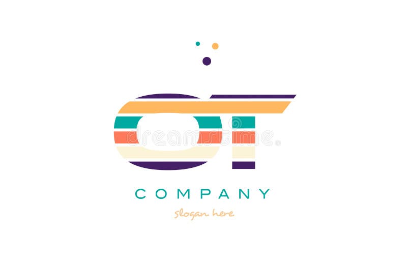 Ot O T Line Stripes Pastel Color Alphabet Letter Logo Icon Template Vector Stock Vector
