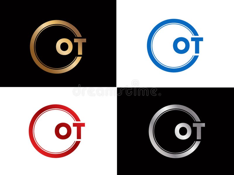 OT Square Shape Letter Logo Design in Silver Gold Color Stock Vector ...