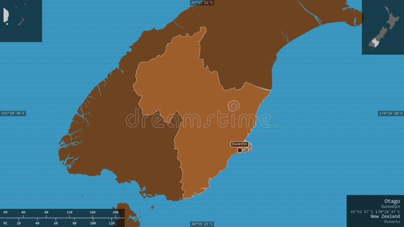 Otago, New Zealand. Described Location Diagram Stock Illustration ...