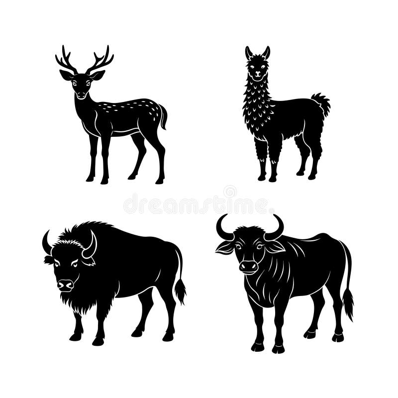 Other Species Domestic Animal Vector Silhouette Bundle Stock ...