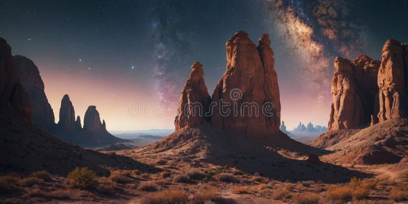 Otherworldly Alien Landscape Featuring Towering Rock Formations As Well ...