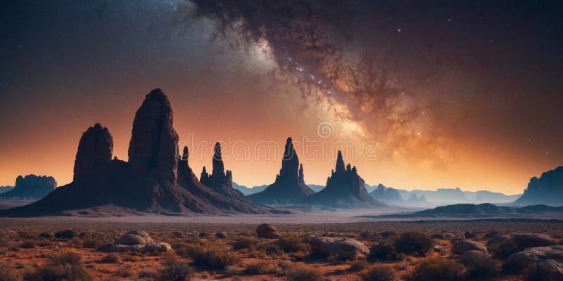 Otherworldly Alien Landscape Featuring Towering Rock Formations As Well ...