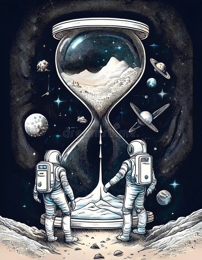 Astronauts Explore Giant Hourglass in Surreal Cosmic Landscape Filled ...