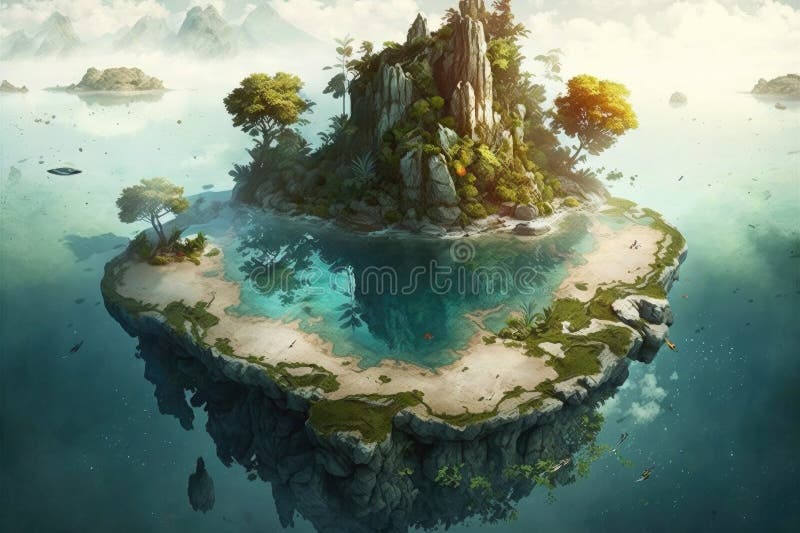 An Otherworldly Float Island, with a Crystal-clear Lagoon and Lush ...