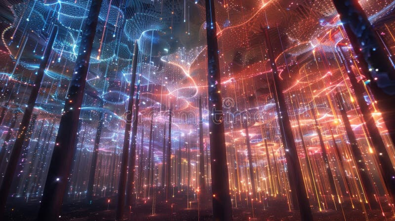 An Otherworldly Forest Made Entirely of Glowing Strings with Each Tree ...