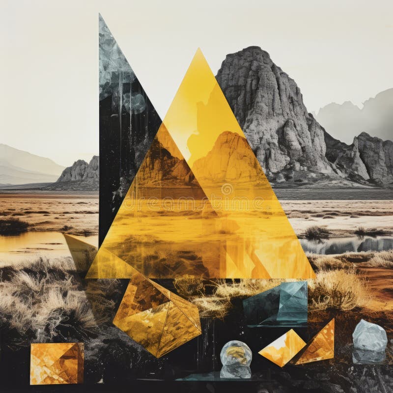 Otherworldly Landscapes: a Collage of Sand, Rocks, and Triangles Stock ...
