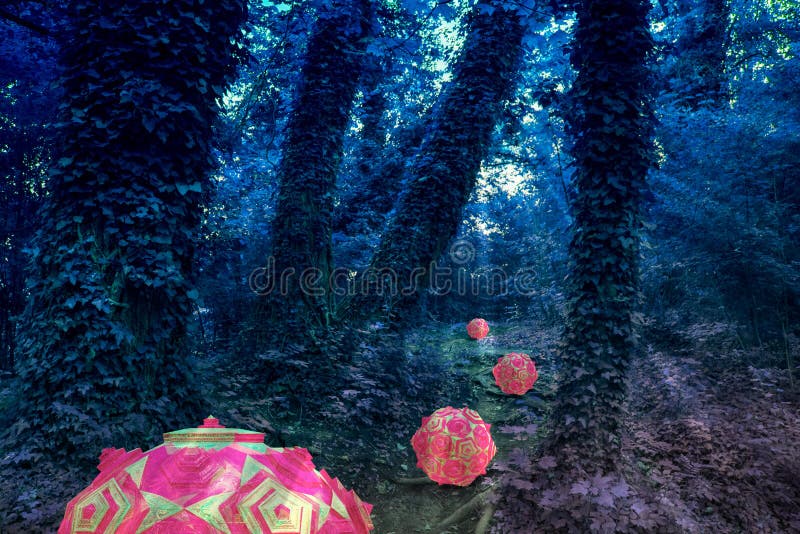 An Otherworldly Colorful Psychedelic Forest Stock Image - Image of ...