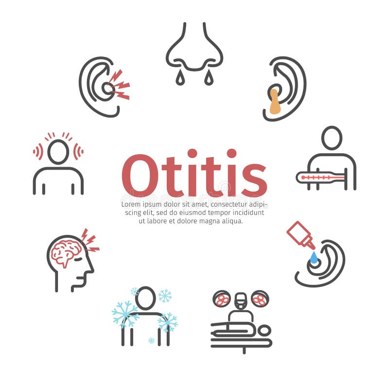 Otitis Banner. Symptoms, Treatment. Vector Signs for Web Graphics ...