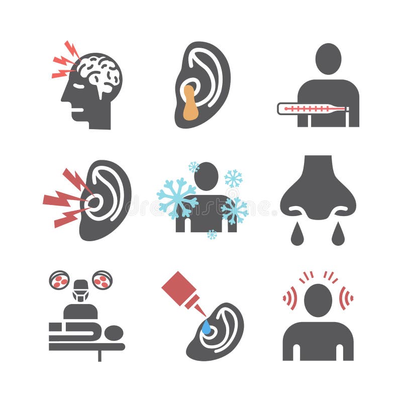 Otitis . Symptoms, Treatment. Vector Signs for Web Graphics. Stock ...