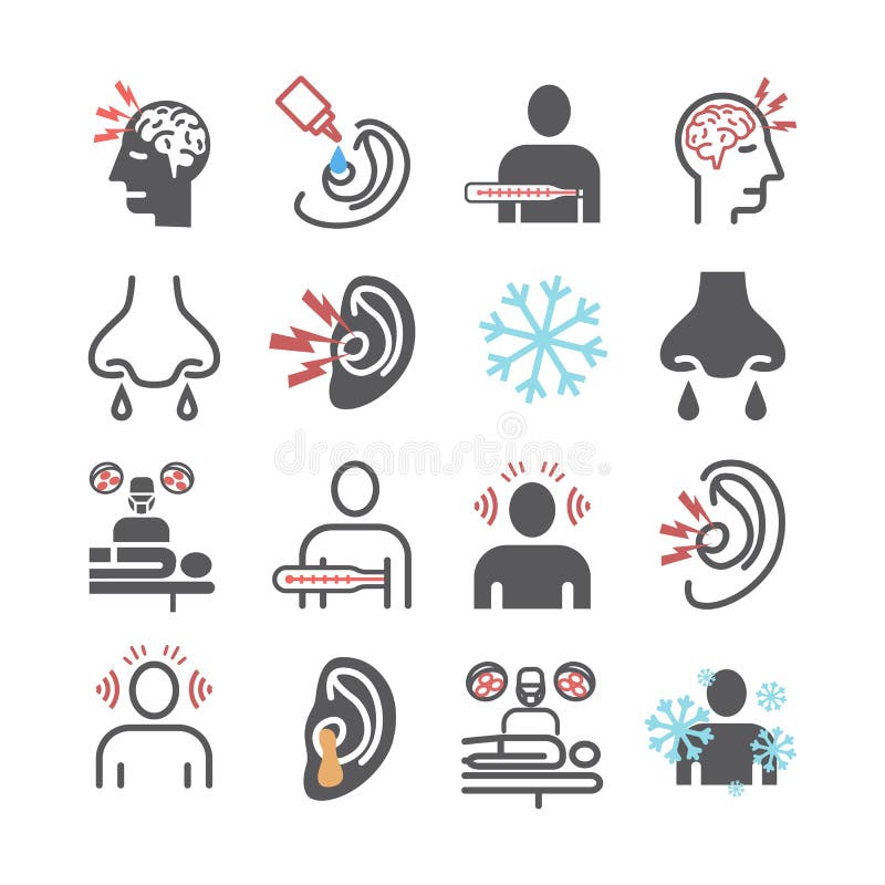 Otitis . Symptoms, Treatment. Vector Signs for Web Graphics. Stock Illustration - Illustration ...