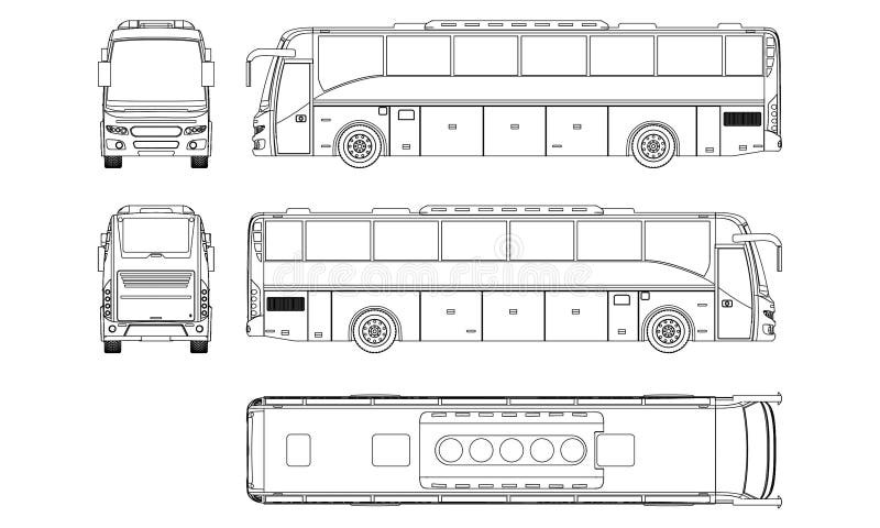 Bus Outline Vector Illustration. Stock Illustration - Illustration of ...