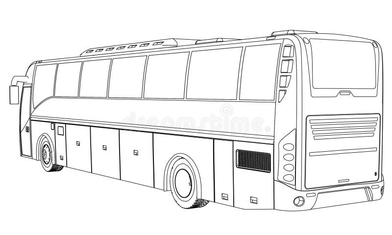 Bus Outline Vector Illustration. Stock Illustration - Illustration of ...