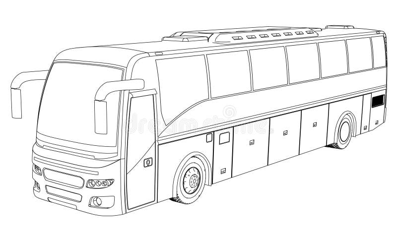 Bus Outline Vector Illustration. Stock Illustration - Illustration of ...