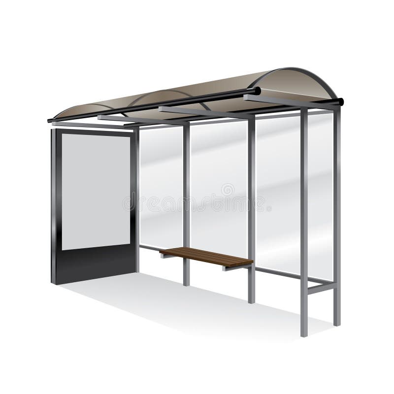 Empty Realistic Bus Stop with Blank Billboard Mockup Stock Vector ...