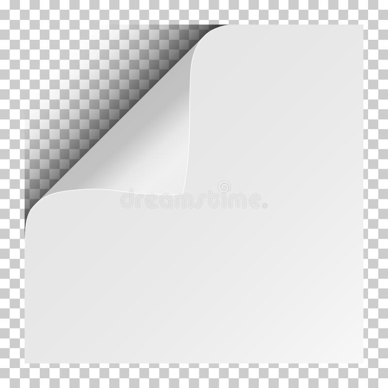 Sheet of White Paper with Curled Corner and Soft Shadow. Element for Ad ...