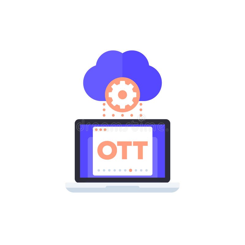 OTT Media Service Vector Icon with Laptop, Cloud Stock Vector ...