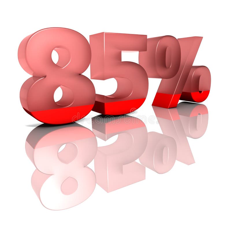 Un Simbolo Rosso Delle Ottantacinque Percentuali Tasso Percentuale Di ...