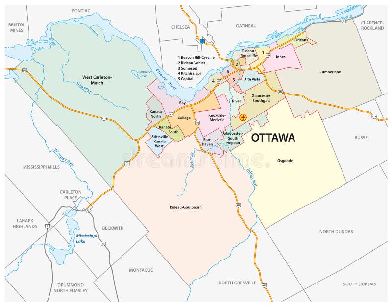 Ottawa Administrative and Political Map Stock Illustration ...