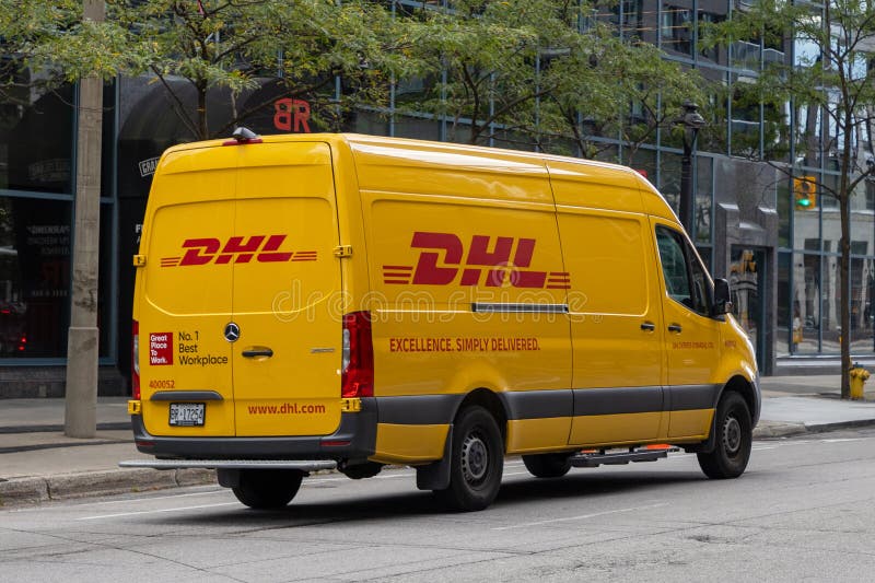 Ottawa, Canada - October 1, 2024: Yellow DHL Delivery Van on the Road ...