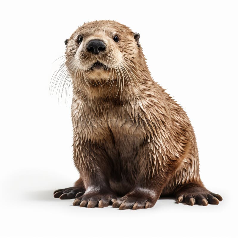 Photo-realistic 2d Sea Otter on White Background Stock Illustration ...