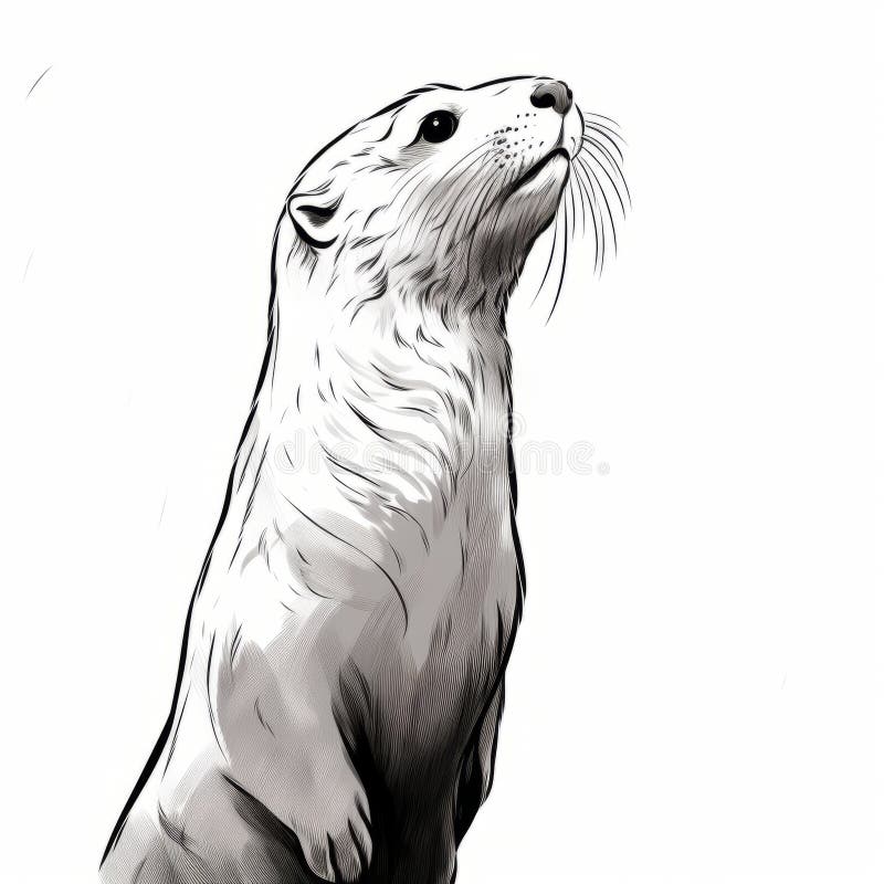 Otter Drawing in Cross-processed Style with Clean and Sharp Inking ...
