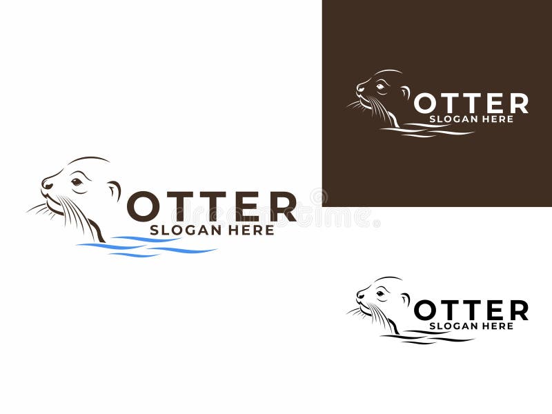 Otter and Water Logo Design Icon. Otter Animal Logo Design Vector Stock ...
