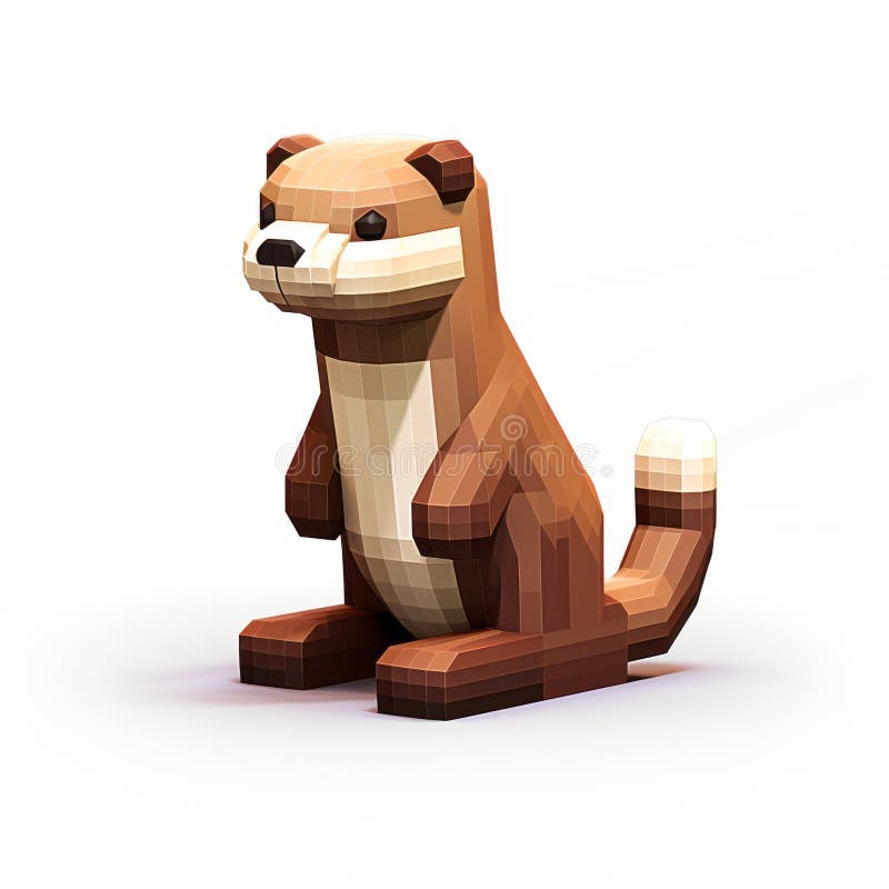 Unique Otter Minecraft Pixel Figure with Vray-inspired Design Stock ...