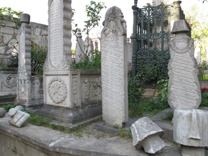 Ottoman Cemetery in Eyup, Istanbul. Stock Photo - Image of design ...