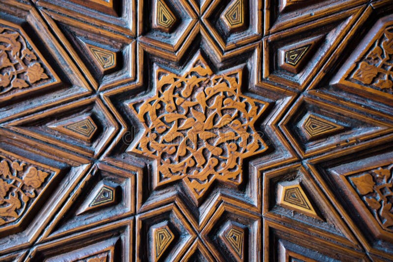 Ottoman Art with Geometric Patterns on Wood Stock Photo - Image of ...
