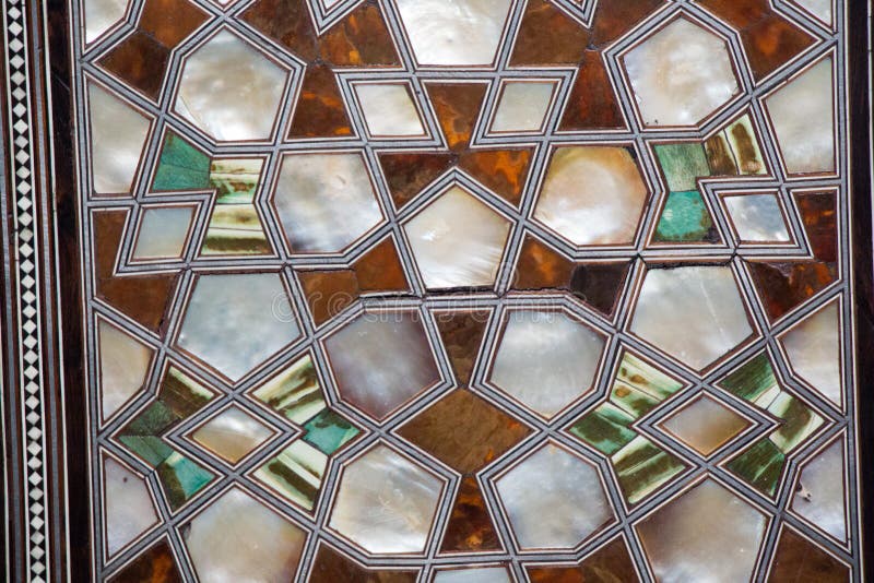 Ottoman Art with Geometric Patterns on Wood Stock Image - Image of ...