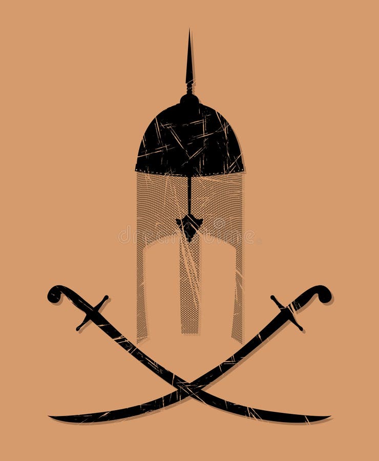 Ottoman Warrior Helm and Swords Stock Vector - Illustration of vector ...