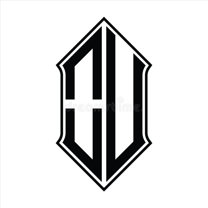 OU Logo Monogram with Shieldshape and Outline Design Template Vector ...