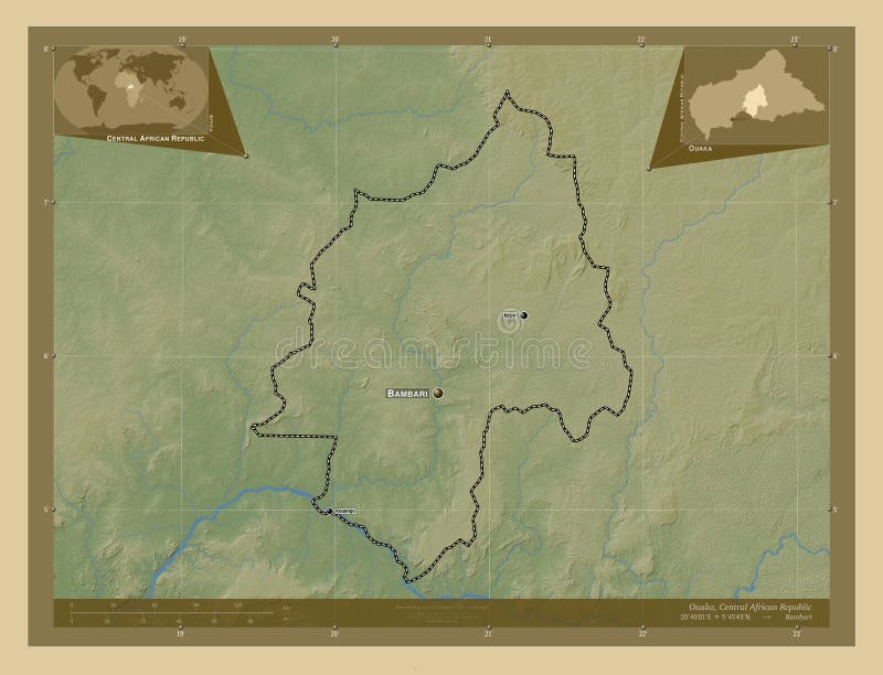 Ouaka, Central African Republic. Physical. Labelled Points of Cities ...