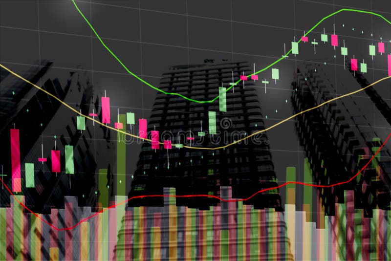 Ouble Exposure of Stock Graph Chart Stock Image - Image of cityscape ...