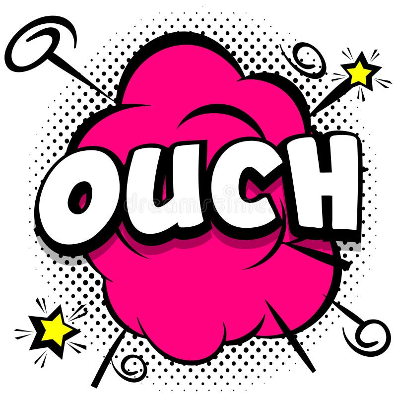 Ouch Comic Bright Template with Speech Bubbles on Colorful Frames Stock ...