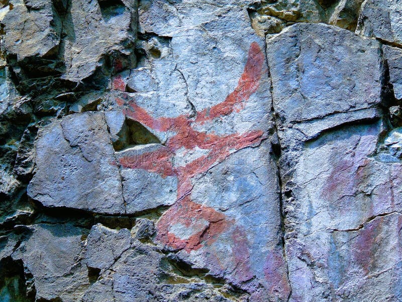 Oud Cijfer Aangaande De Rots. Rotstekening. Stock Foto - Image of ...