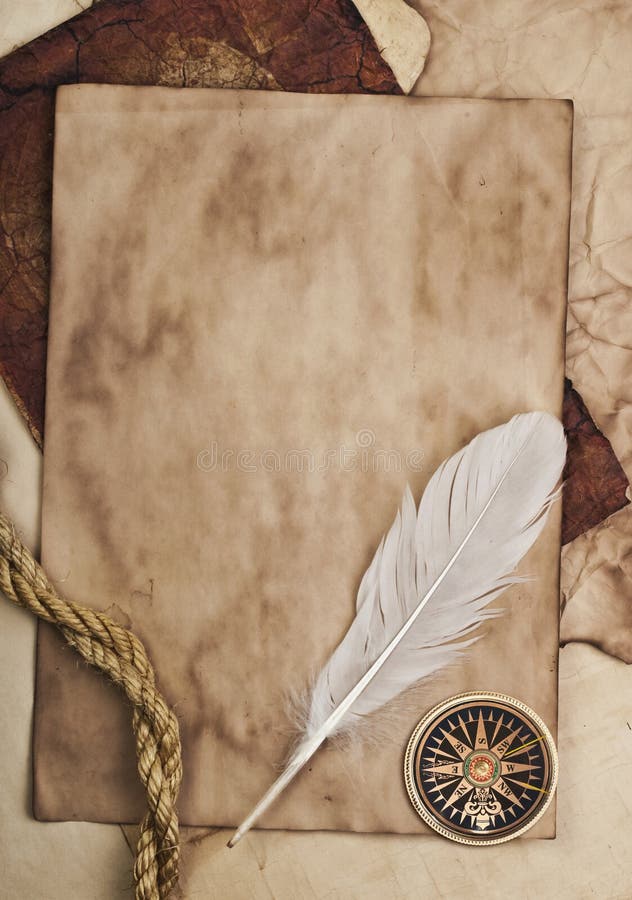 Oud Document Met Veer Op Hand Stock Afbeelding - Image of retro ...