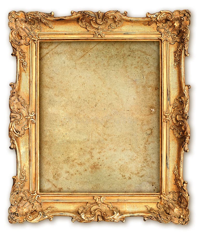Oud Gouden Kader Met Leeg Grungecanvas Stock Foto - Image of canvas ...
