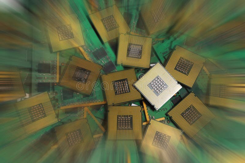 Oude Computercpu Bewerkers Met De Modules Van Het Ramsgeheugen Stock ...