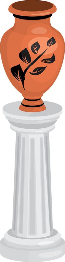 Oude Griekse Amfora Op Kolom Vector Illustratie - Illustration of ...