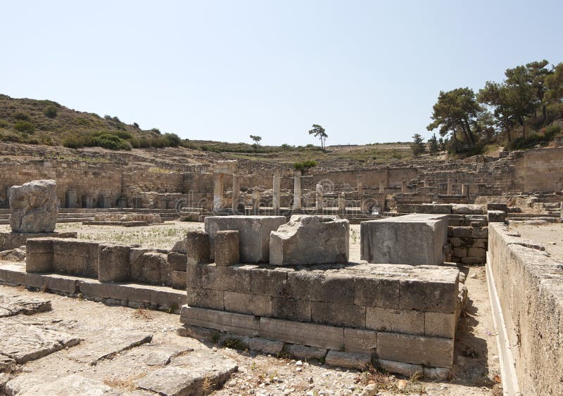 De Oude Historische Architectuur Van Kamiros Rhodos Griekenland Stock ...