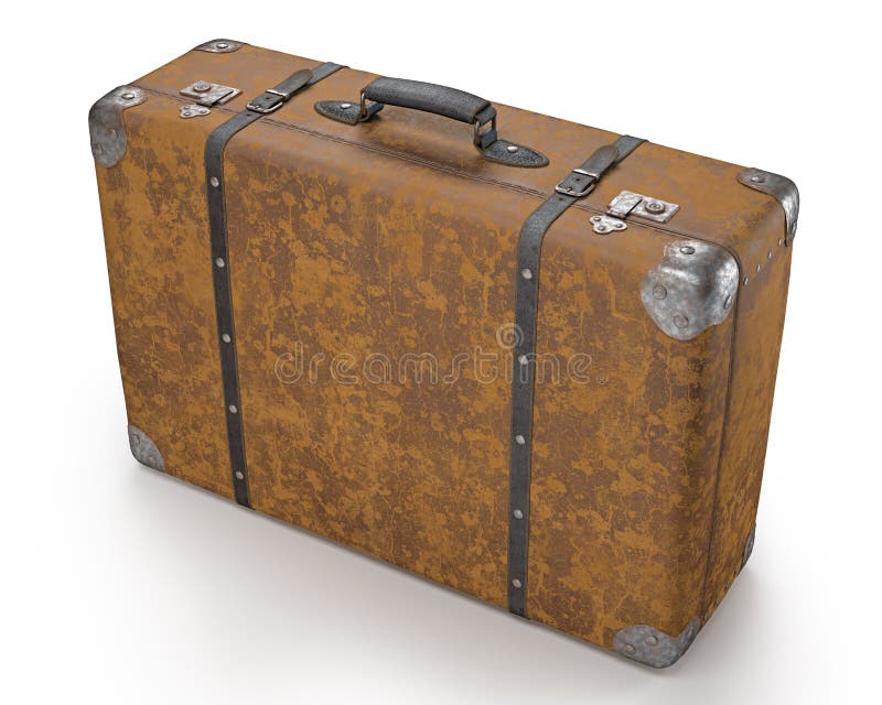 Oude Koffer over Wit stock foto. Image of reis, koffer - 42686294