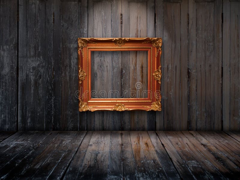 Oude Omlijsting Op Houten Muur Stock Afbeelding - Image of retro, foto ...